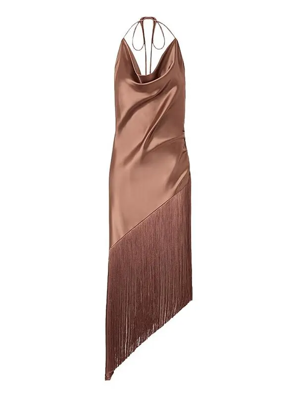Pinko Fringed Satin Halter Top - L