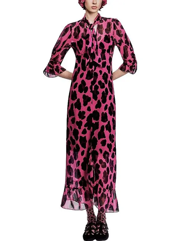 Anna Sui Jewel Jaguar Chiffon Maxi Dress - Ruby