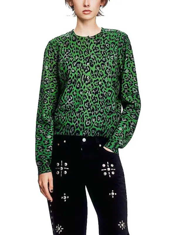 Anna Sui Jaguar Print Knit Cardigan - Jade Multi