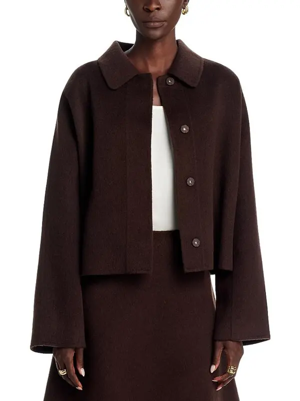Hugo Boss Collared Wool And Lyocell Coat - Mole
