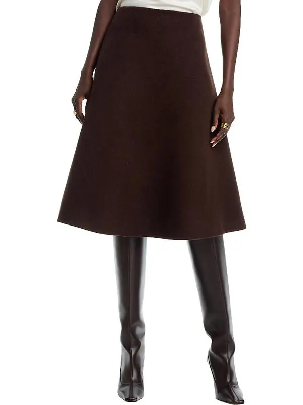 Hugo Boss Vukina Wool And Lyocell A-line Skirt - Mole