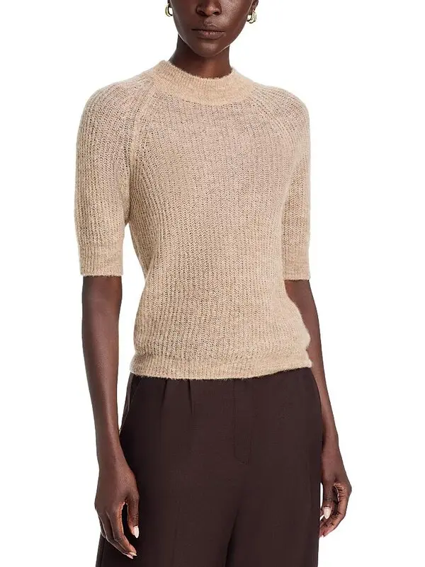 Hugo Boss Fitted Ribbed Knit Sweater - Tan Beige