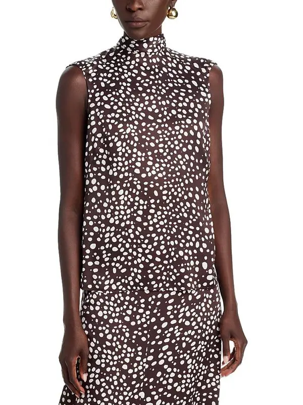 Hugo Boss Beseiti Tailored Viscose Blouse With Polka Dots - Mole Dot