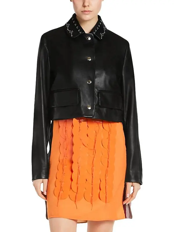 Marni Leather Studded Collar Jacket - Black