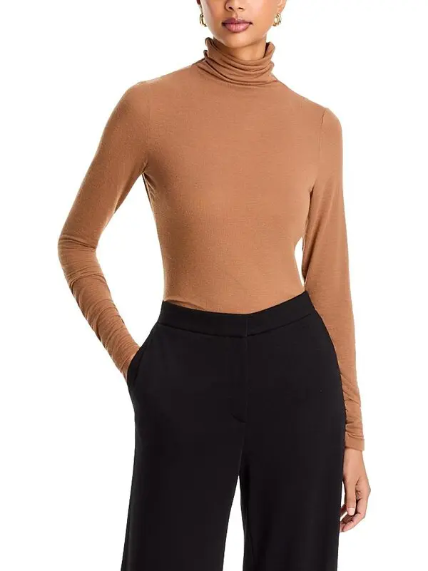 Lafayette 148 New York Fitted Turtleneck Top - Vicuna
