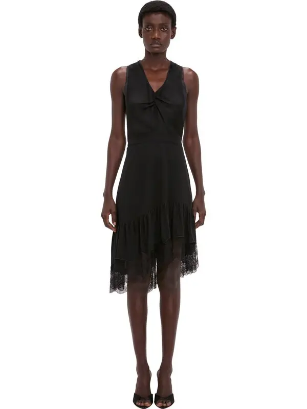 Victoria Beckham Gathered Lace Dress - Black