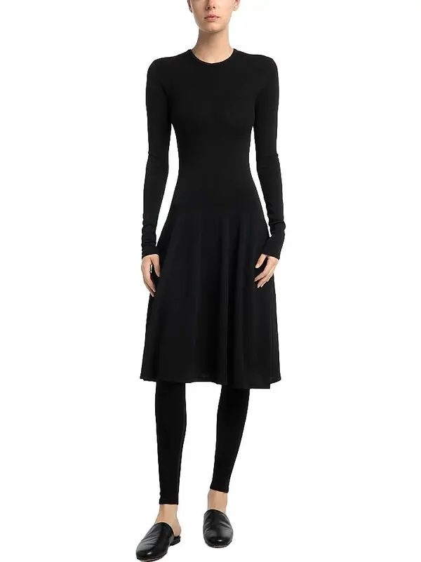 TOTEME Round Neck Long Sleeve Dress - Black