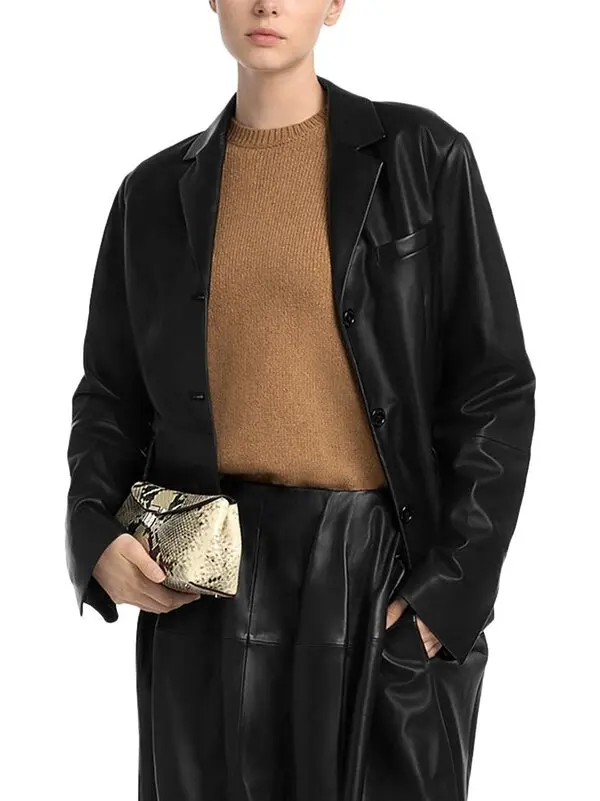 TOTEME Short Leather Blazer - Black