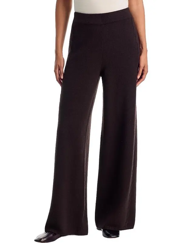LISA YANG Olanda Cashmere Wide Leg Pants - Dark Oak