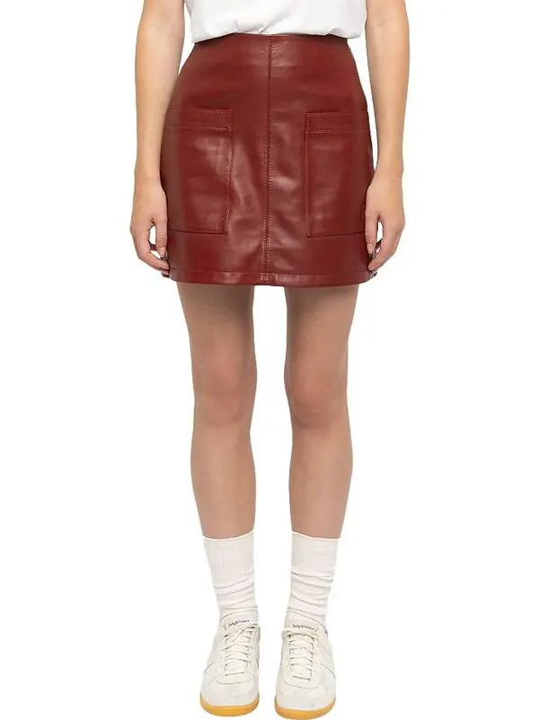 Zadig&Voltaire Jaime Leather Mini Skirt - Cherry
