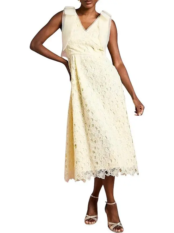Coast Organza Lace Midi Dress - Lemon