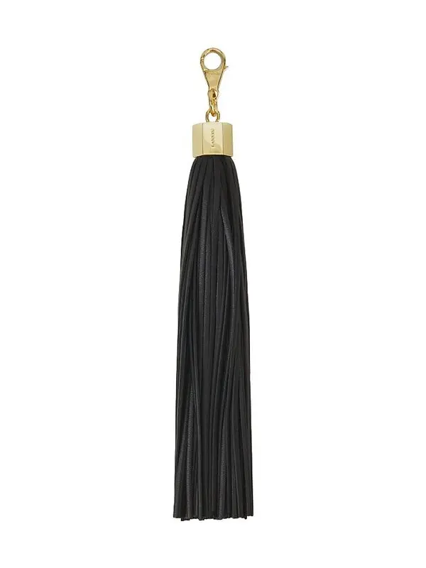 LANVIN Leather Pompom Bag Charm With Gold Tone Hardware - Black
