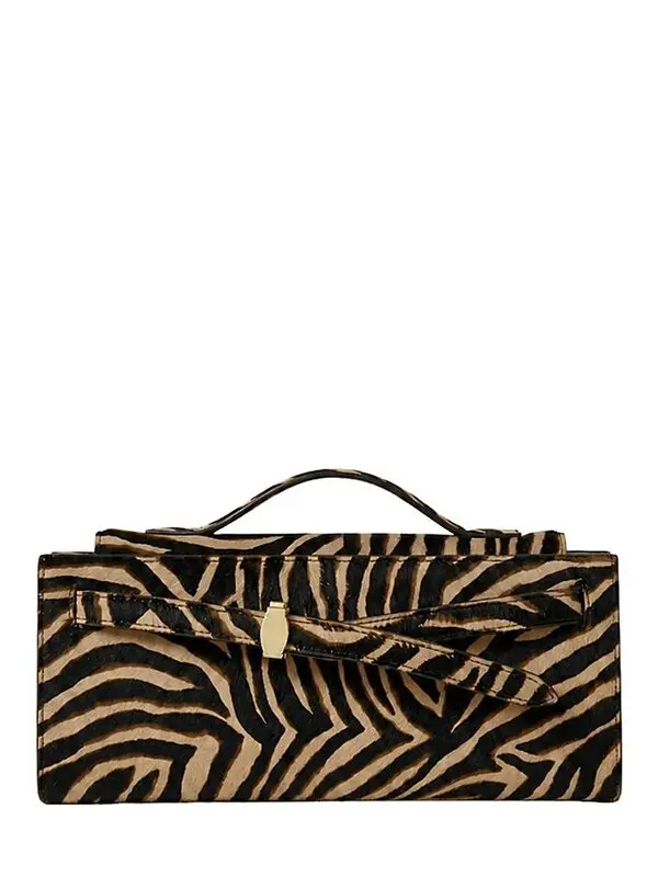 Veronica Beard Ziger Calf Hair Top Handle Clutch - Tan Multi