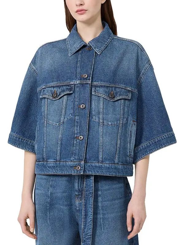 Max Mara Elbow Sleeve Denim Jacket - Navy