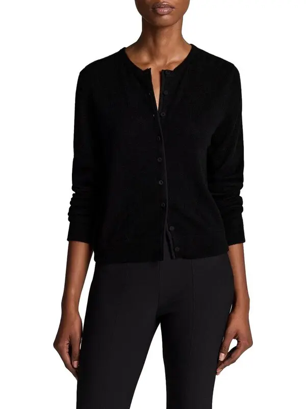 Vince Wool-blend Mixed-media Cardigan - Black