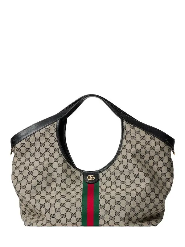 Gucci Giglio Large Tote Bag Gg Canvas - Black