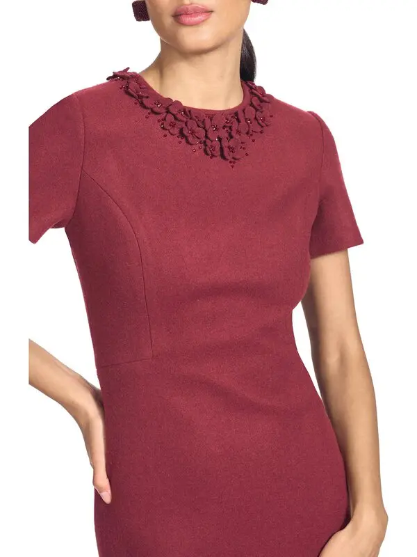 Sachin & Babi Reese Burgundy Knit Wool Column Dress - Malbec