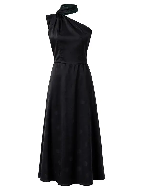 BAIJAN Obsidian Flow Silk Crepe Midi Dress - Black
