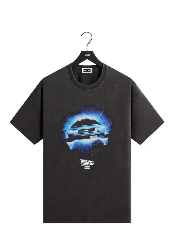 Kith X Back To The Future Delorean Front Back Vintage T-shirt - Black