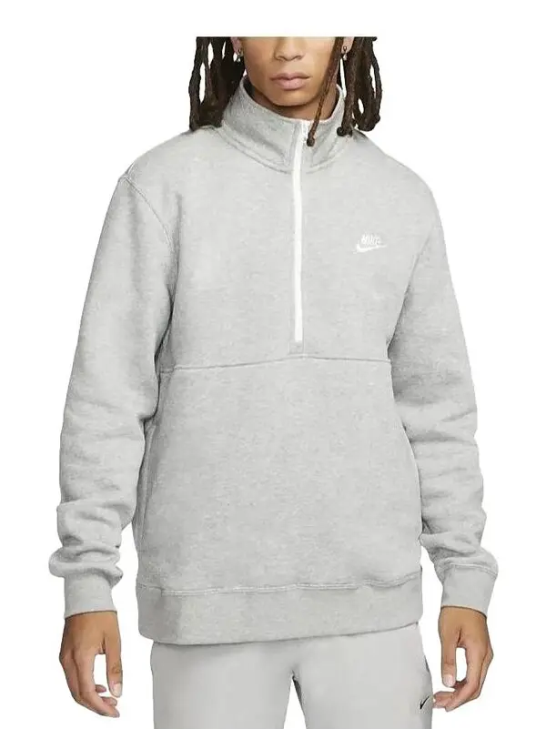 Nike Club Brushed-back 1/2-zip Sweatshirt - Grey