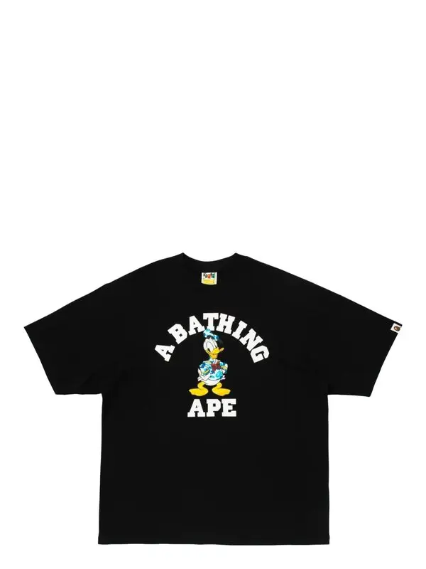A BATHING APE X Disney Donald Duck College Relaxed Fit T-shirt - Black