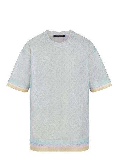 LOUIS VUITTON Monogram Silk Short-sleeve Top - Blue