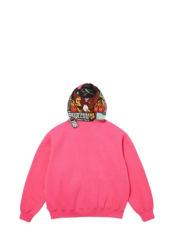 Supreme Fw26 Patches Zip Up Hooded Sweatshirt - Pink