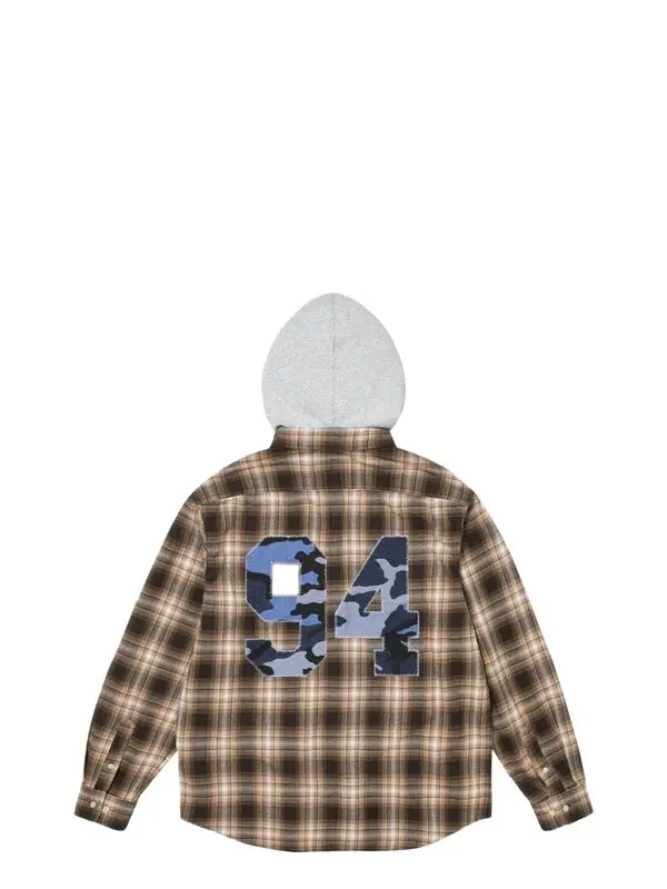Supreme Appliqué Hooded Flannel Shirt - Brown