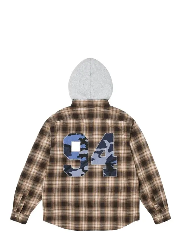 Supreme Appliqué Hooded Flannel Shirt - Brown