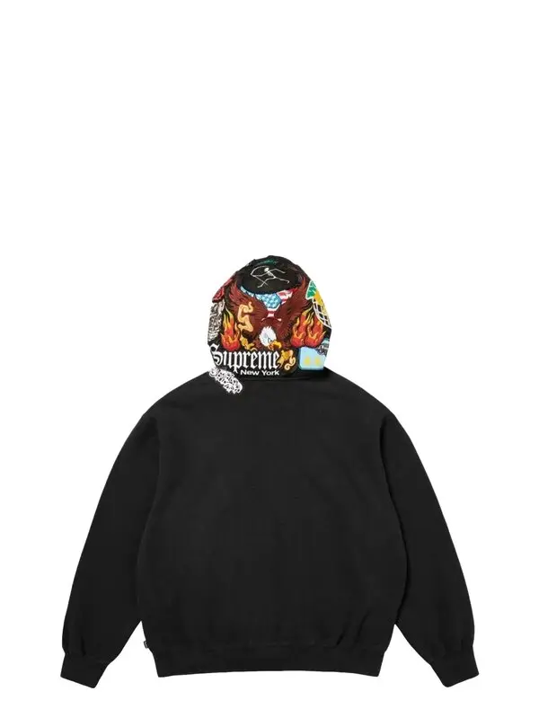 Supreme Fw26 Patches Zip Up Hooded Sweatshirt - Black