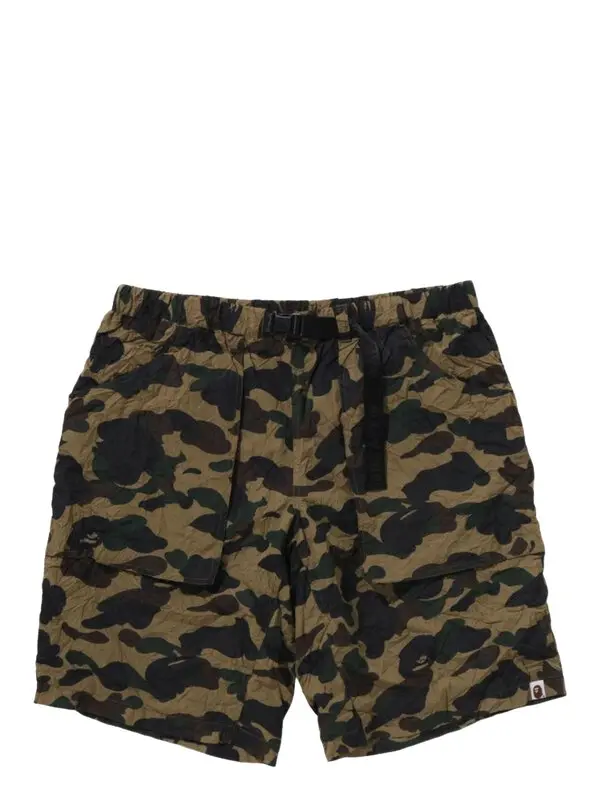 A BATHING APE Crinkle Effect Climbing Shorts - Green