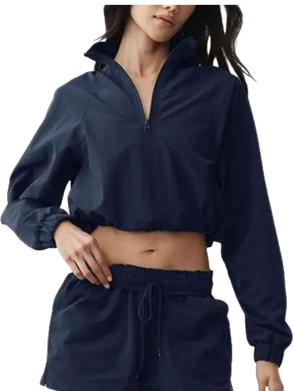 Alo Yoga Cropped 1/4 Zip Pullover - Navy