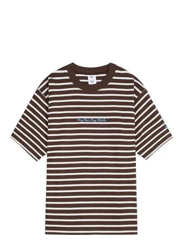 PUMA X Monday Sleeping Club Stripe T-shirt - Chocolate