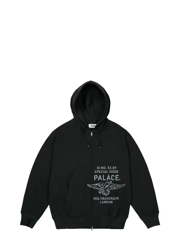 PALACE Dove Stamp Waffle Zip Hoodie - Black