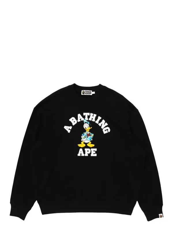 A BATHING APE X Disney Donald Duck College Crewneck - Black