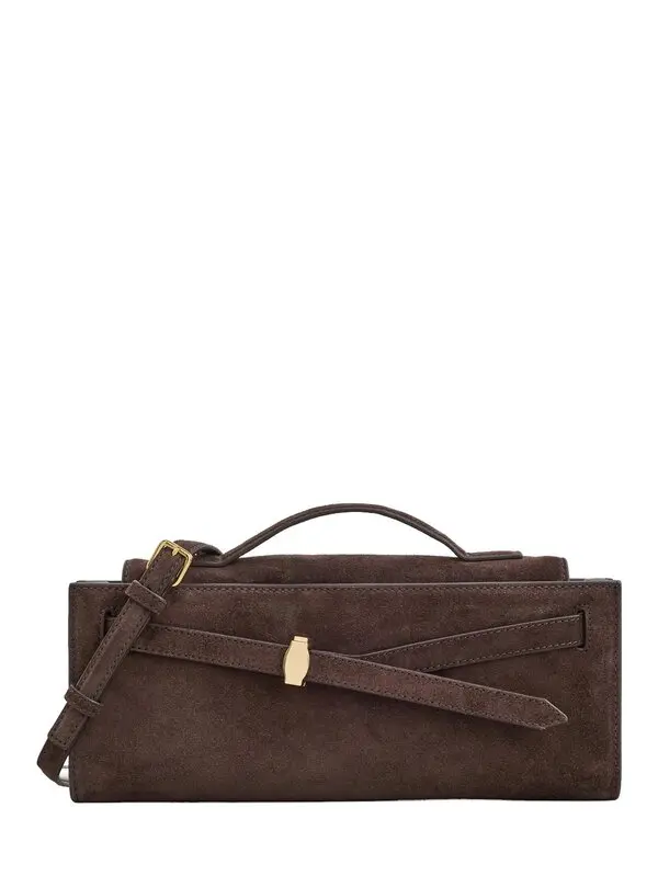 Veronica Beard Suede Dash Clutch Bag - Espresso