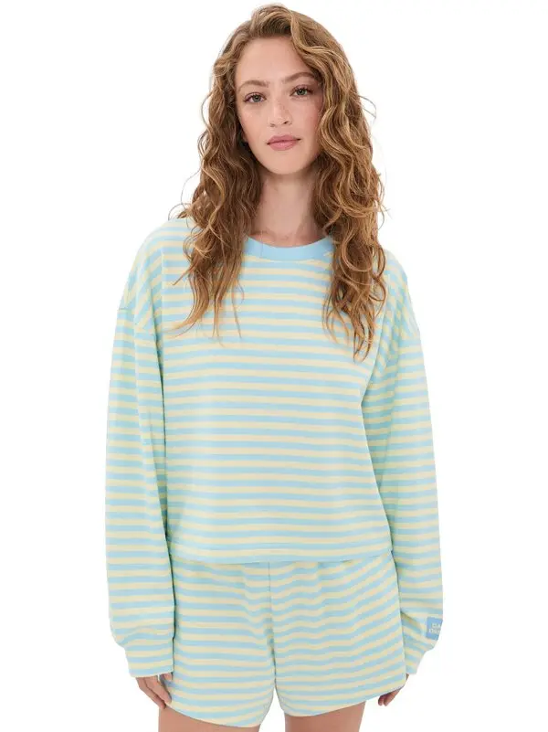 Daily Drills Striped Cotton Long Sleeve Top - Malibu/lemonade