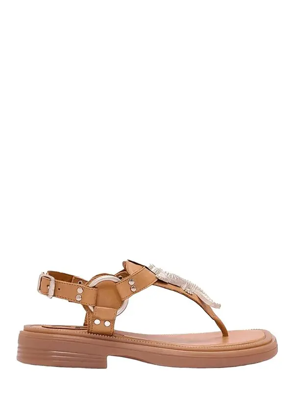 CLARA BARCELO A Sleeping Crocodile Thong Sandal - Brown