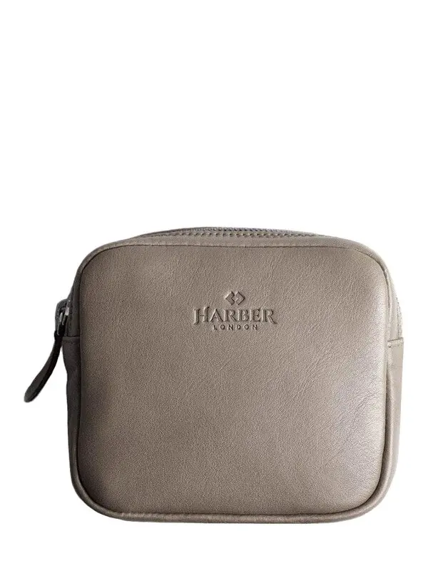 HARBER LONDON Leather Dopp Kit - Grey