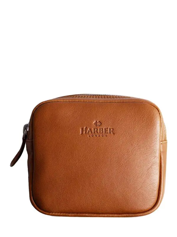 HARBER LONDON Leather Dopp Kit - Brown