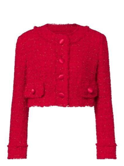 Dolce & Gabbana Cropped Cotton-blend Tweed Jacket - Red
