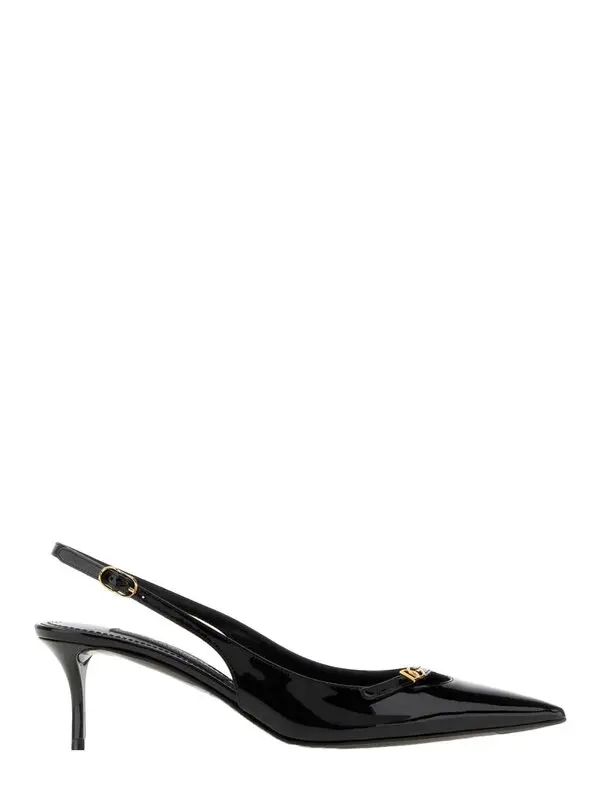 Dolce & Gabbana Patent Leather Slingback Pumps With Dg Monogram - Black