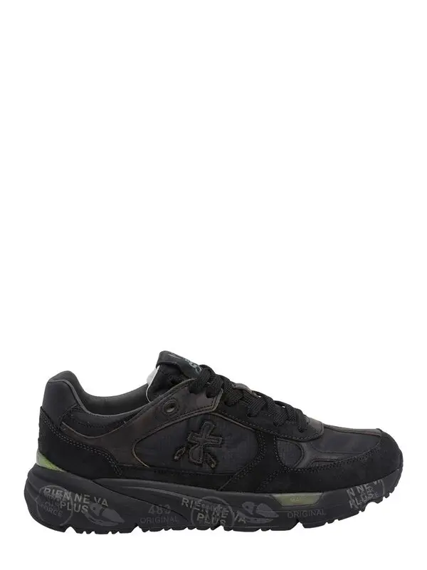 Premiata Mase Suede And Canvas Two-tone Trainers - Black