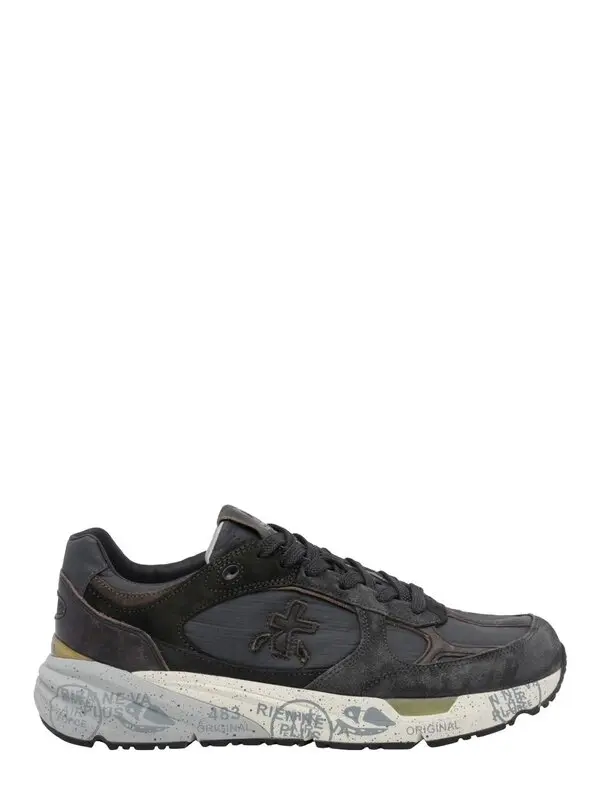 Premiata Mase Suede And Canvas Two-tone Trainers - Grey