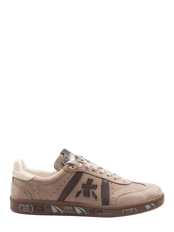 Premiata Bonnie Leather And Suede Sneakers With Maxi Side Logo - Beige