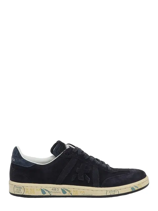 Premiata Bonnie Leather And Suede Sneakers With Maxi Side Logo - Navy