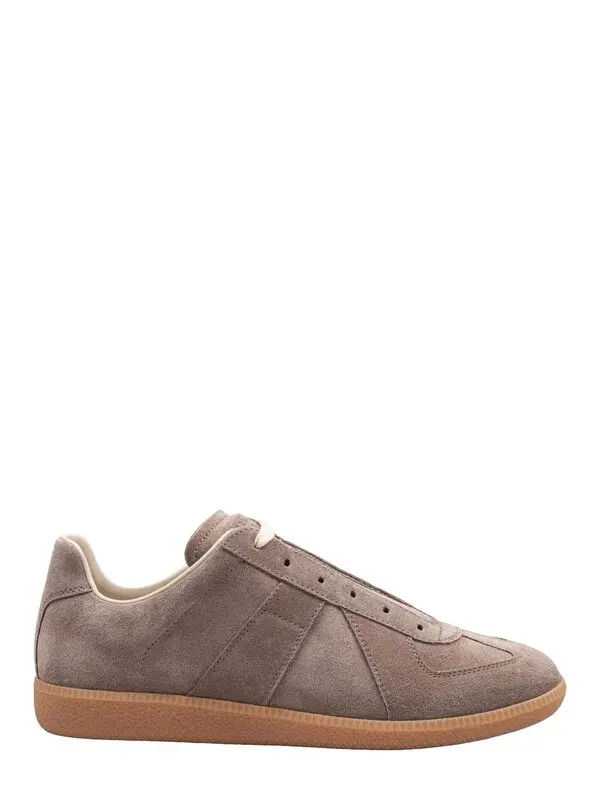 MAISON MARGIELA Replica Suede And Leather Lace-up Sneakers - Dove Grey