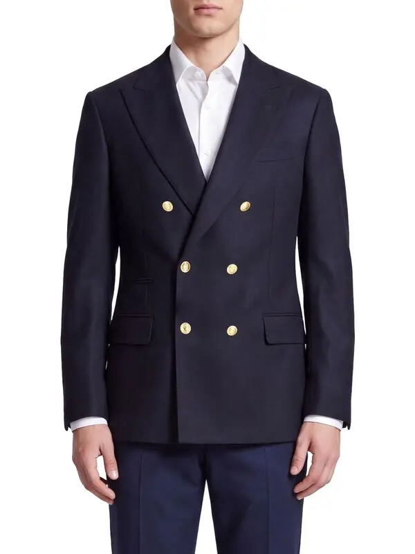 Brunello Cucinelli Slim Fit Double-breasted Wool And Cashmere Blazer - Blue