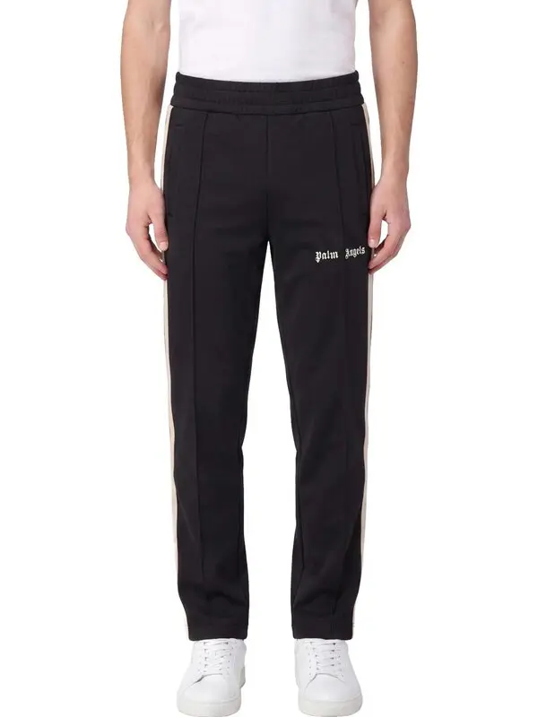 Palm Angels Technical Fabric Jogging Trousers With Contrast Logo - Black
