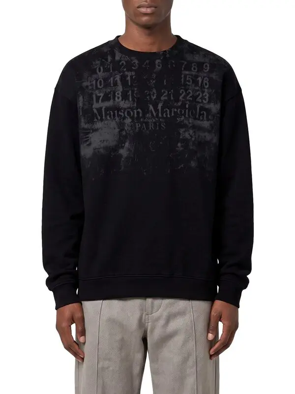 MAISON MARGIELA Cotton Crewneck Sweatshirt With Iconic Four Stitches - Black